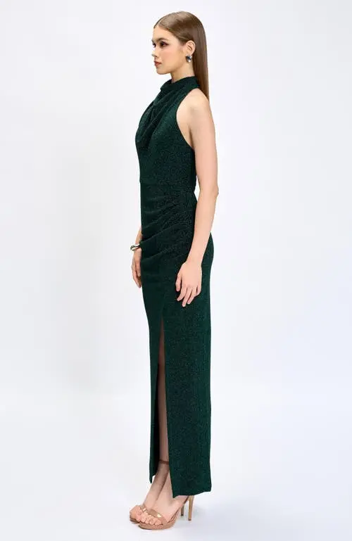 BARIANO Allie High Neck Cowl Maxi Gown - Emerald