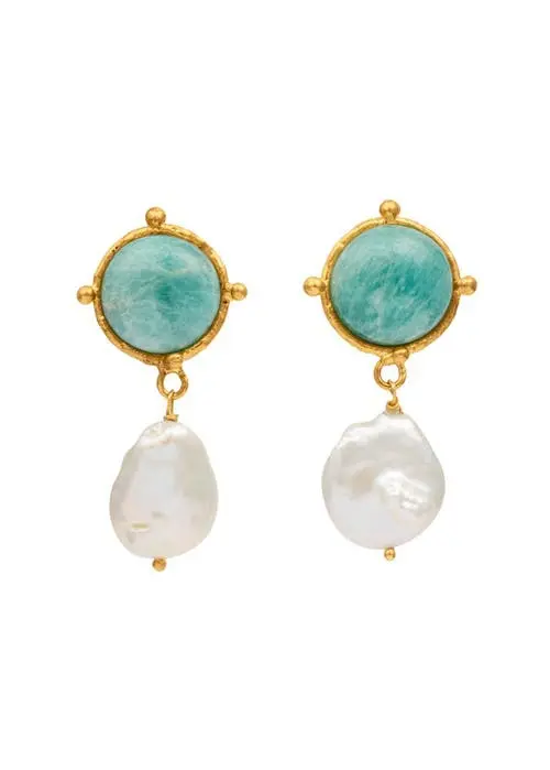 Sylvia Toledano Diane" And Pearl Drop Earrings - Amazonite
