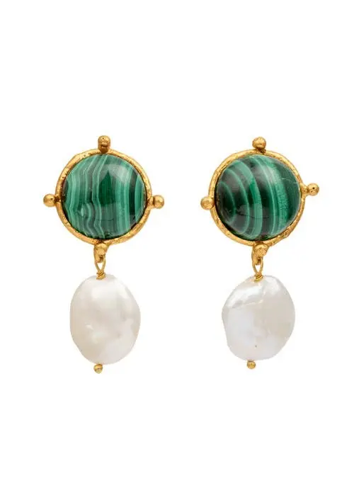 Sylvia Toledano Diane" And Pearl Drop Earrings - Malachite