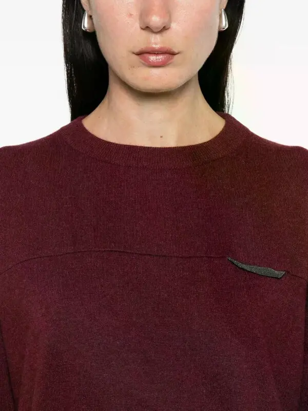 Brunello Cucinelli Paneled Jumper With Monili Chain Detail - Red