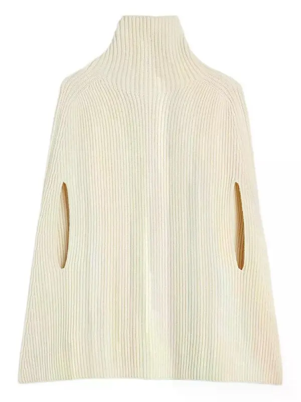 JIL SANDER High-neck Ribbed Cape - Neutrals