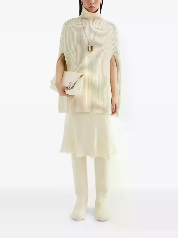 JIL SANDER High-neck Ribbed Cape - Neutrals