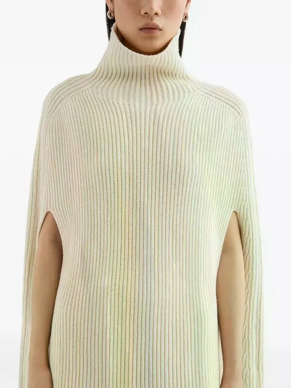 JIL SANDER High-neck Ribbed Cape - Neutrals