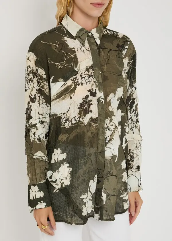 High Warrent Printed Seersucker Blouse