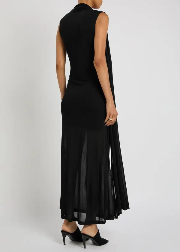 TOTEME Scarf-effect Mesh Maxi Dress - Black