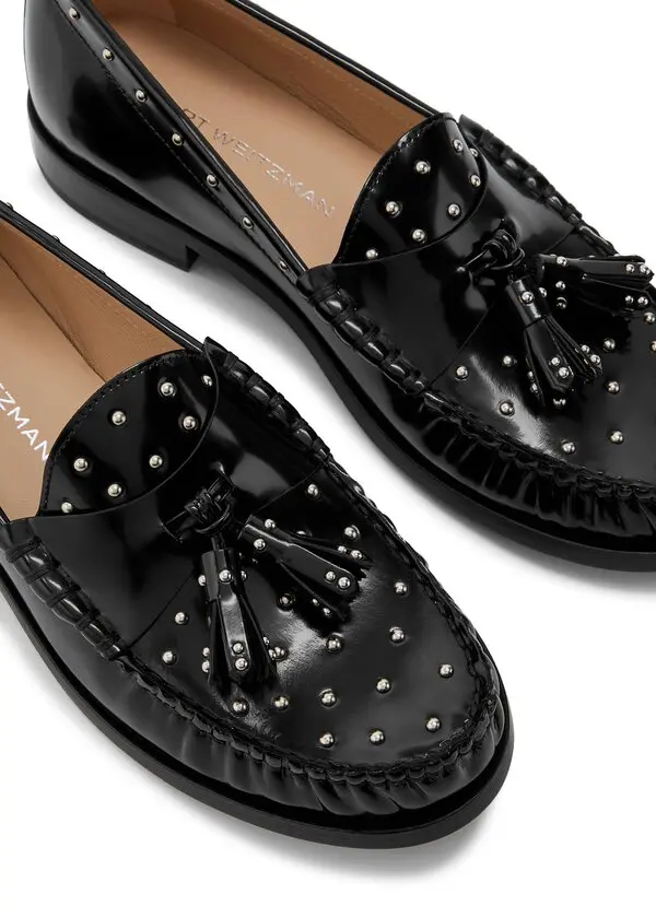 STUART WEITZMAN Lottie Studded Loafers - Black