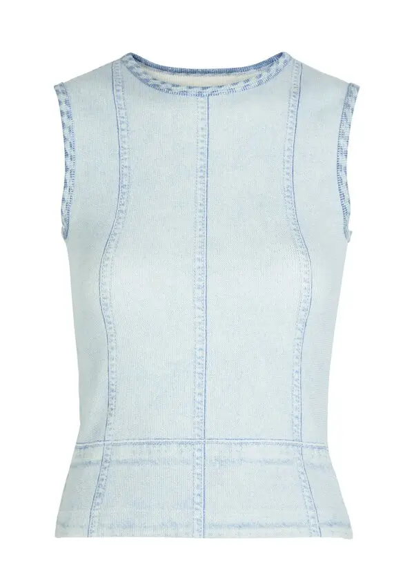 Rag & Bone Printed Stretch-cotton Tank - Blue