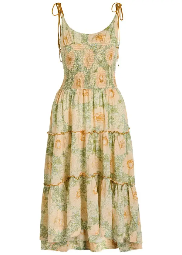 Free People Adriel Floral-print Cotton Midi Dress - Ivory