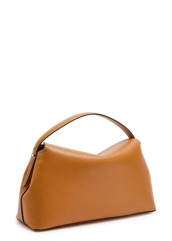 TOTEME T-lock Grained Leather Top Handle Bag - Tan