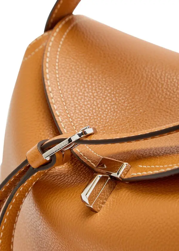 TOTEME T-lock Grained Leather Top Handle Bag - Tan