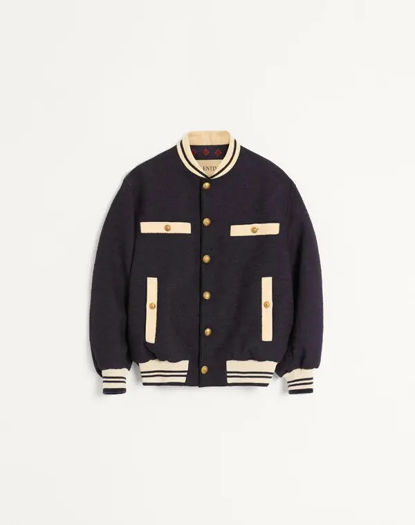 Valentino Garavani Cotton Tweed Bomber - Navy