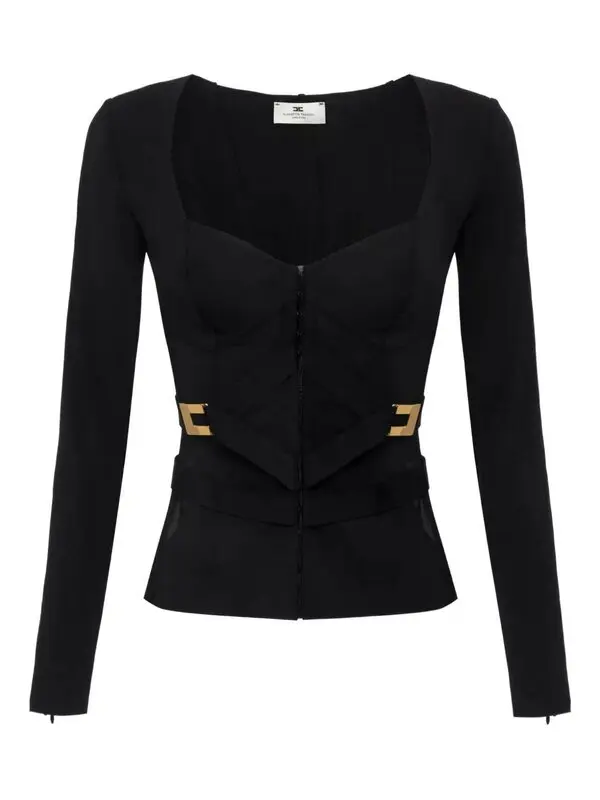 Elisabetta Franchi Corset Detail Long Sleeve Top