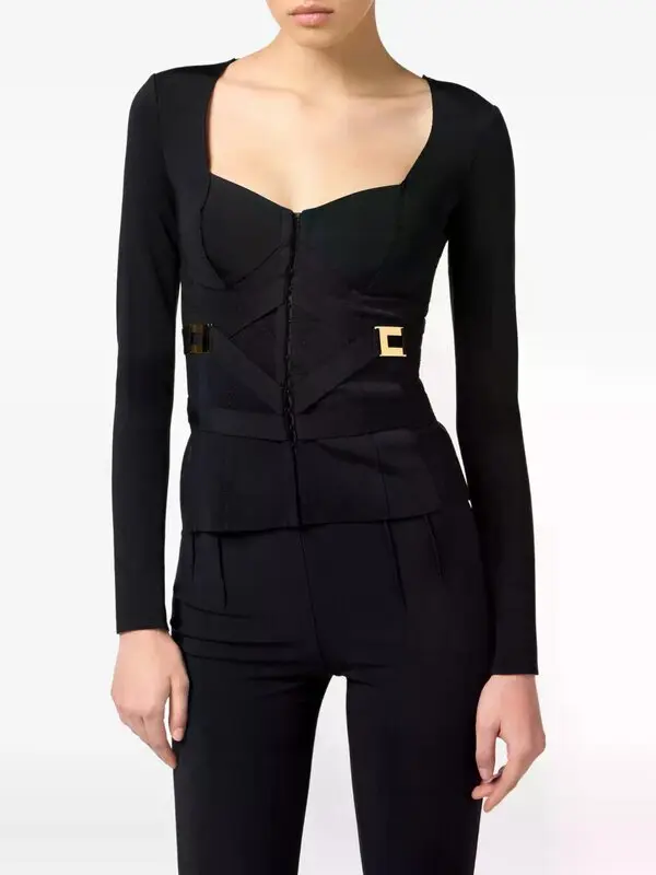 Elisabetta Franchi Corset Detail Long Sleeve Top