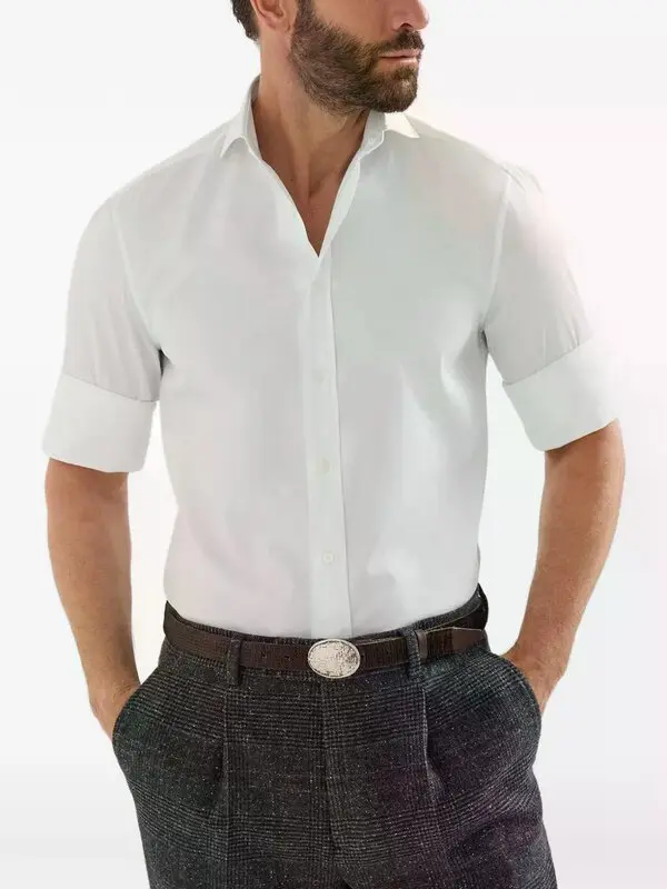 Brunello Cucinelli Twill Shirt With Spread Collar - White