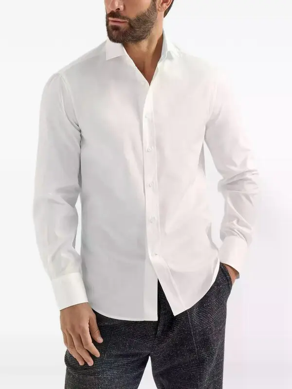 Brunello Cucinelli Twill Shirt With Spread Collar - White