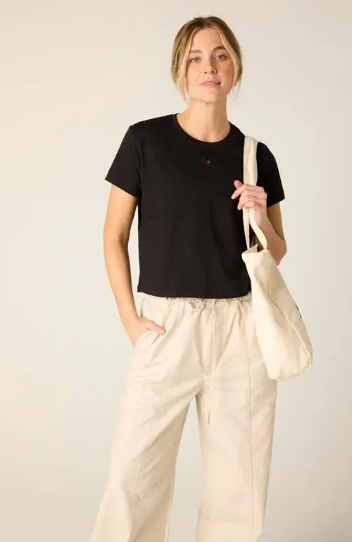 DAUGHTER LESSONS Embellished Cotton Spandex Blend Boxy Fit Cropped T-shirt