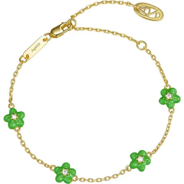 ANNA ZUCKERMAN Petit Daisy Bracelet - Green/yellow Gold
