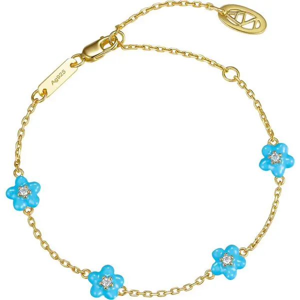 ANNA ZUCKERMAN Petit Daisy Bracelet - Sky Blue/yellow Gold