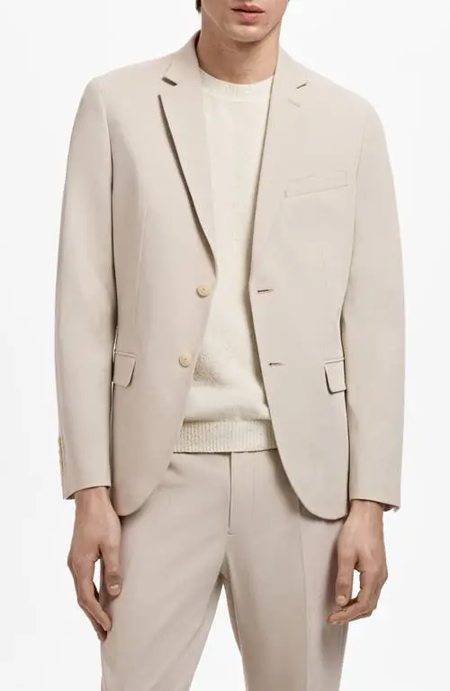 Mango Slim Fit Suit Jacket - Beige