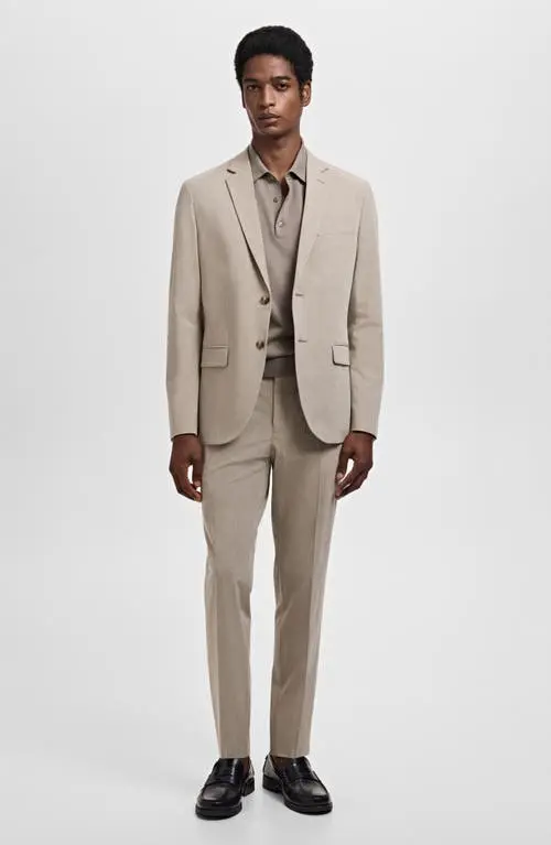 Mango Slim Fit Suit Jacket - Sand