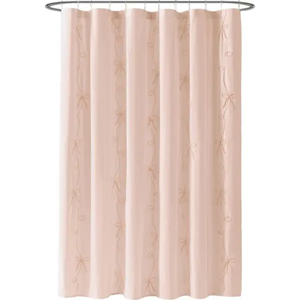 PERI HOME Sasha Bows Shower Curtain - Blush
