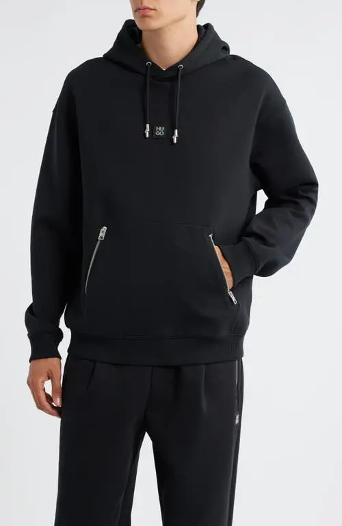 Hugo Dargen Knit Pullover Hoodie - Black