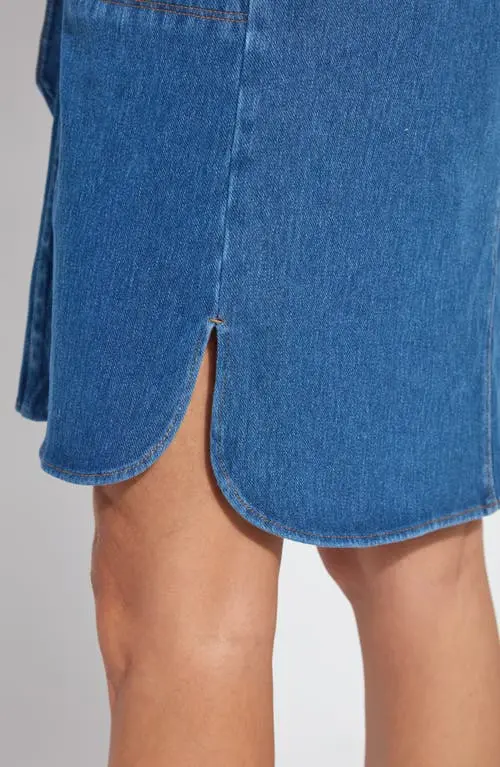 Lyssé Schiffer Long Sleeve Stretch Cotton Chambray Shirtdress - Medium Blue