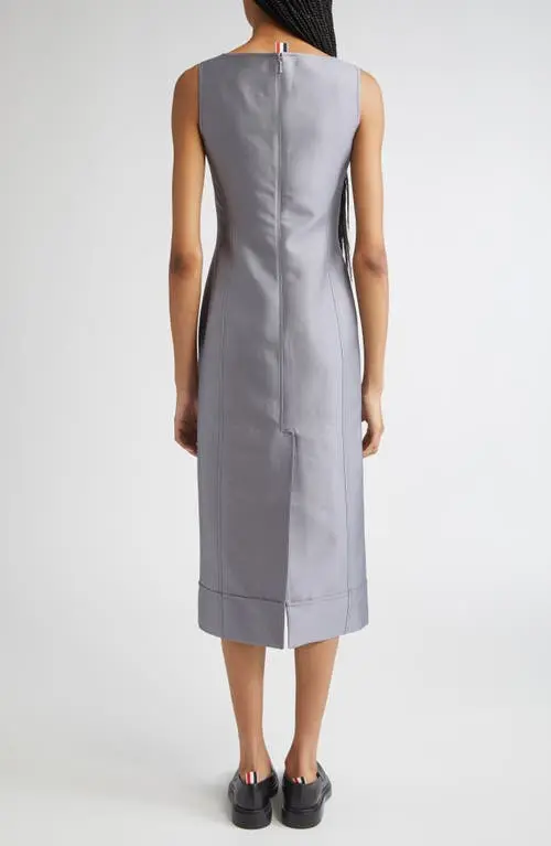 Thom Browne Square Neck Wool & Silk Midi Dress