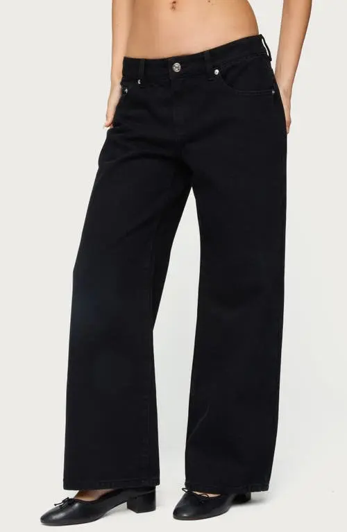 EDIKTED Low Rise Wide Leg Jeans - Black