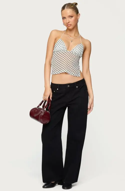 EDIKTED Low Rise Wide Leg Jeans - Black