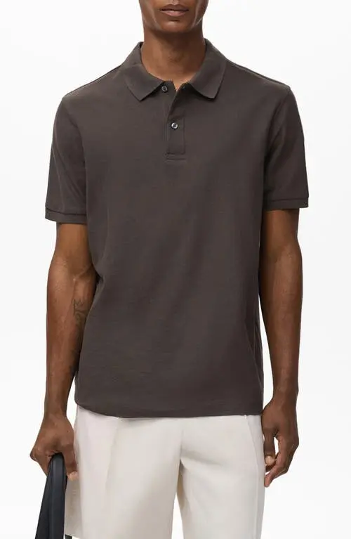 Mango Regular Fit Cotton Piqué Polo - Chocolate