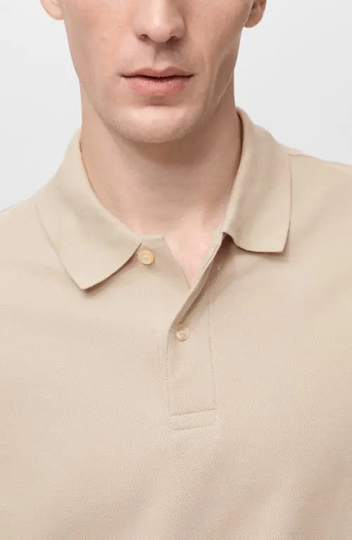 Mango Regular Fit Cotton Piqué Polo - Ecru