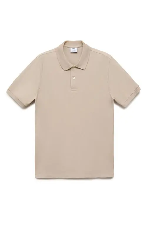 Mango Regular Fit Cotton Piqué Polo - Ecru