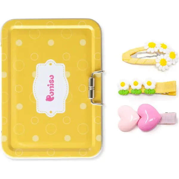 PUTTISU 3-piece Hair Clip Set With Heart And Daisy Charm - Daisy Lemon Pop