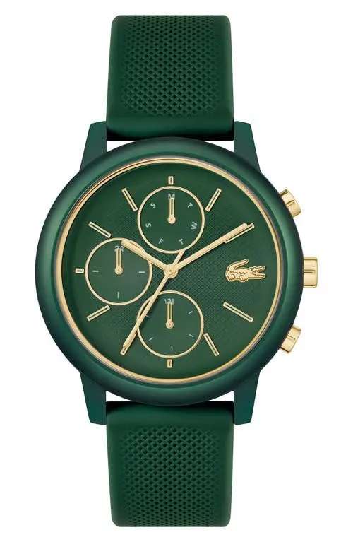 Lacoste L.12.12 Move Chronograph Silicone Strap Watch - Green