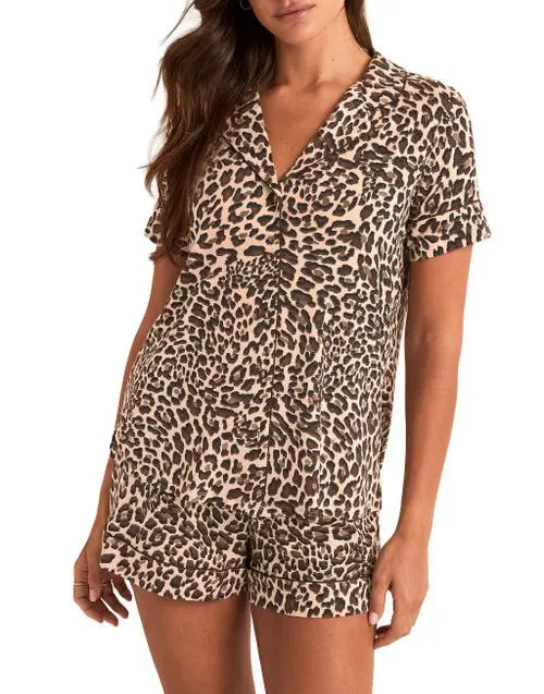 ADORE ME Jane Pajama Shirt & Shorts Set - Animal Brown
