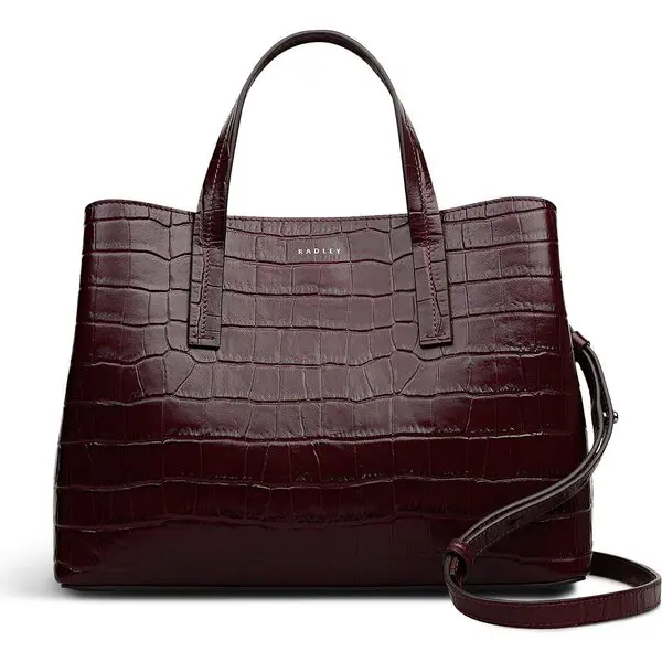 RADLEY Dukes Place Faux Croc Ziptop Satchel - Dark Cherry