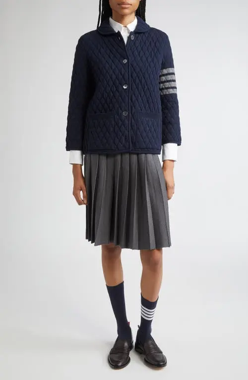 Thom Browne 4-bar Quilted Virgin Wool Blend Jacket - Navy