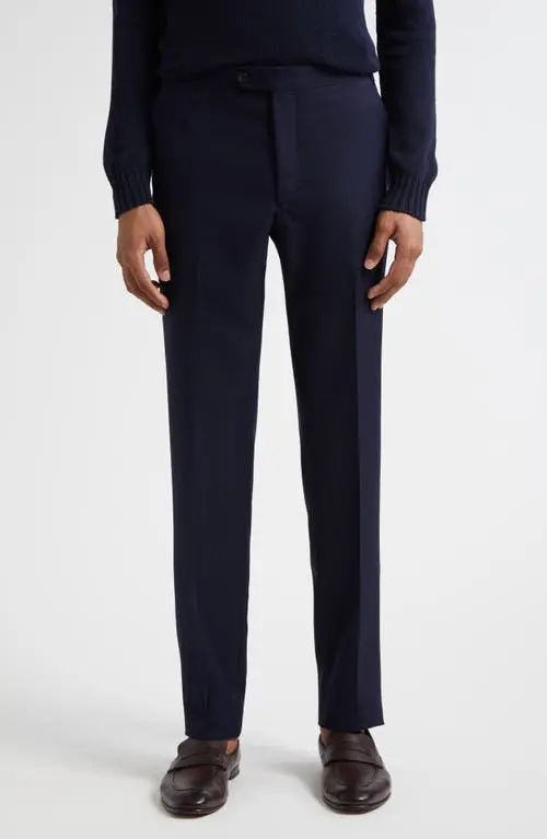 Thom Sweeney Flat Front Wool Hopsack Trousers