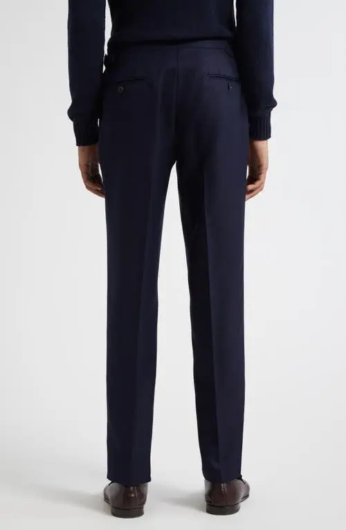 Thom Sweeney Flat Front Wool Hopsack Trousers