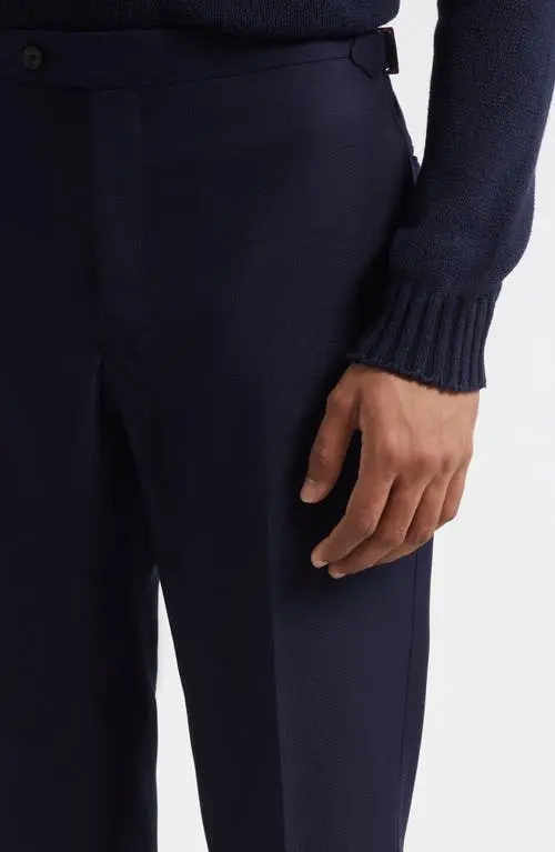 Thom Sweeney Flat Front Wool Hopsack Trousers