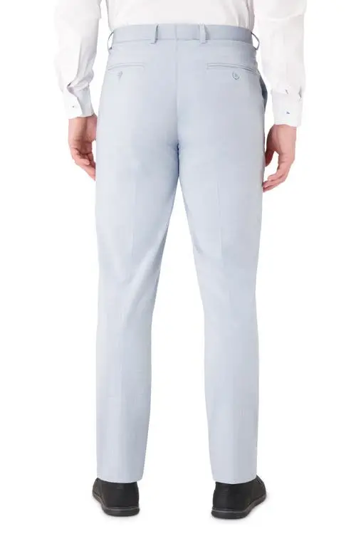 VICTOR EMMANUEL Flat Front Texture Stretch Dress Pants - 452 Light Blue