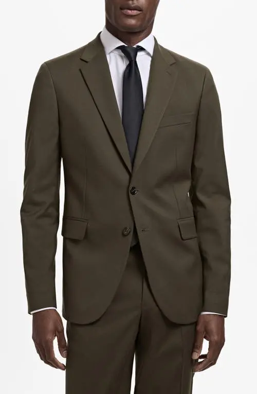 Mango Slim Fit Suit Blazer - Khaki Green