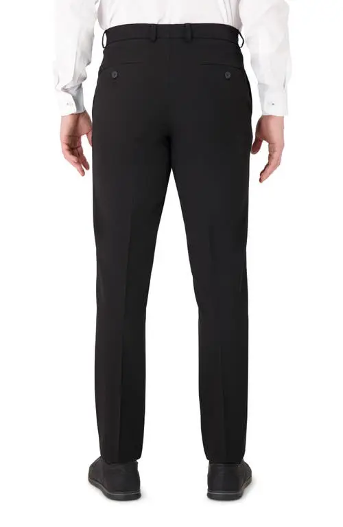 VICTOR EMMANUEL Vince Flat Front Stretch Dress Pants - Black