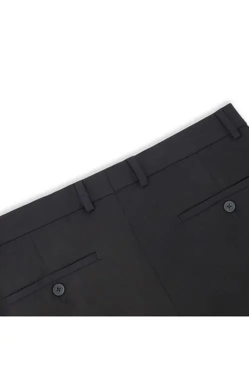 VICTOR EMMANUEL Vince Flat Front Stretch Dress Pants - Black