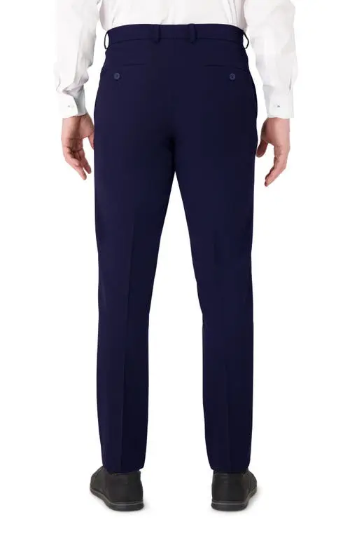 VICTOR EMMANUEL Vince Flat Front Stretch Dress Pants - Navy