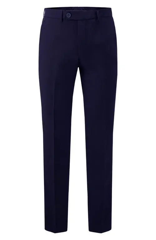 VICTOR EMMANUEL Vince Flat Front Stretch Dress Pants - Navy