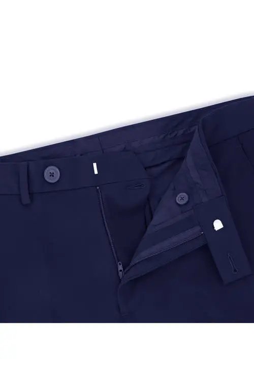 VICTOR EMMANUEL Vince Flat Front Stretch Dress Pants - Navy