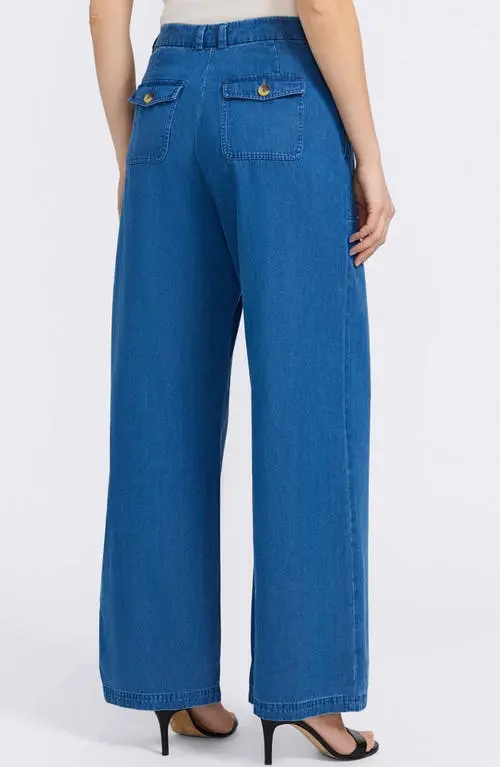 Foxcroft Blaire Wide Leg Denim Pants - Medium Wash
