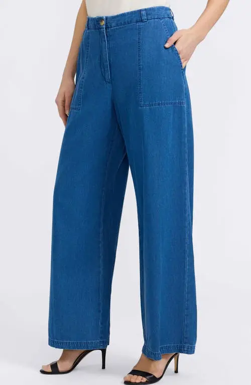 Foxcroft Blaire Wide Leg Denim Pants - Medium Wash